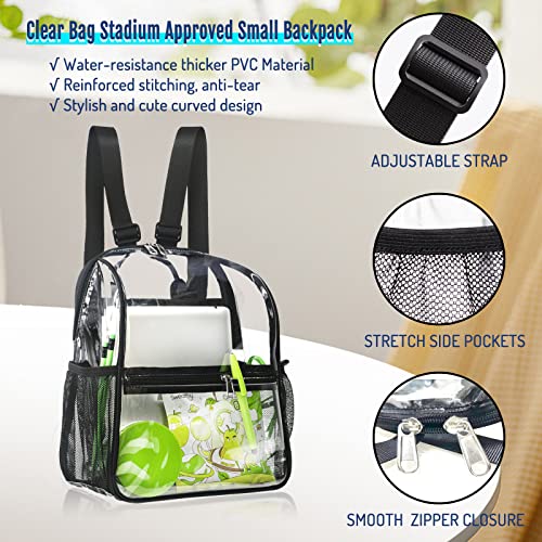 Mildbeer Mini Clear Backpack Stadium Approved 12x12x6 Clear Stadium Bag, Clear Bags for Concerts, Clear Festival Bag