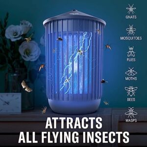 [2 in 1] Bug Zapper + Attractant - Effective 4800V Mosquito Killer - Electric Insect Fly Trap, Waterproof Indoor & Outdoor - Bright Light Bulb Lamp for Backyard, Patio, Home, Plug-in