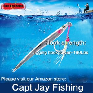 Capt Jay Fishing Saltwater jigs Speed Jigging Slow Jigging Pitching Lures,Vertical Jigging Artificial Lures Jigging Lure Fishing jigs- 3D (120g Silver, 120g)