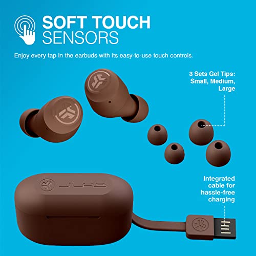 JLab Go Air Tones, True Wireless Earbuds Designed with Auto On and Connect, Touch Controls, 32+ Hours Bluetooth Playtime, EQ3 Sound, and Dual Connect, Natural Earthtone Color (4625 W)