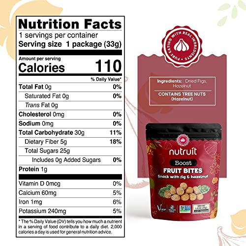 Nutruit Fig Ball Snack (Pack of 20), Smyrna Figs, Vegan, Gluten Free, Non GMO, Plant Based, High Fiber, 1.1 oz Premium Packs