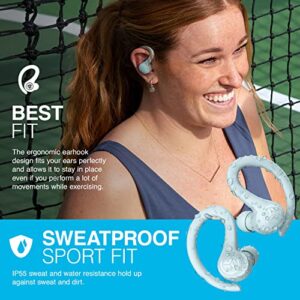 JLab Go Air Sport, Wireless Workout Earbuds Featuring C3 Clear Calling, Secure Earhook Sport Design, 32+ Hour Bluetooth Playtime, and 3 EQ Sound Settings (Light Blue)