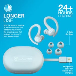 JLab Go Air Sport, Wireless Workout Earbuds Featuring C3 Clear Calling, Secure Earhook Sport Design, 32+ Hour Bluetooth Playtime, and 3 EQ Sound Settings (Light Blue)