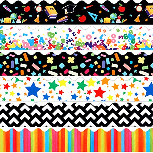 71 Feet Classroom Bulletin Board Borders Confetti Border School Decor Inspirational Quotes Bulletin Board Supplies Scalloped Bulletin Board Trim for Office School Decor, 6 Styles, 72 Packs (Cute)