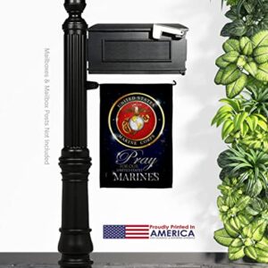 Breeze Decor Pray United Garden Flag Set Mailbox Hanger Armed Forces Marine Corps USMC Semper Fi State American Military Veteran Retire Official House Yard Gift Double-Sided, Made in USA