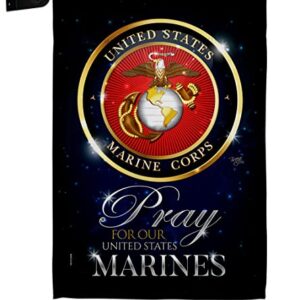 Breeze Decor Pray United Garden Flag Set Mailbox Hanger Armed Forces Marine Corps USMC Semper Fi State American Military Veteran Retire Official House Yard Gift Double-Sided, Made in USA