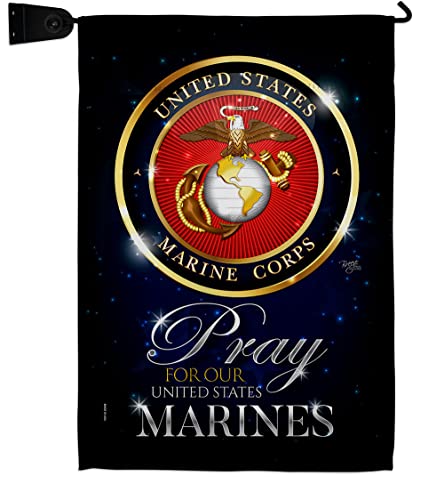 Breeze Decor Pray United Garden Flag Set Mailbox Hanger Armed Forces Marine Corps USMC Semper Fi State American Military Veteran Retire Official House Yard Gift Double-Sided, Made in USA