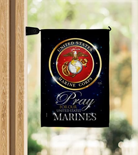 Breeze Decor Pray United Garden Flag Set Mailbox Hanger Armed Forces Marine Corps USMC Semper Fi State American Military Veteran Retire Official House Yard Gift Double-Sided, Made in USA