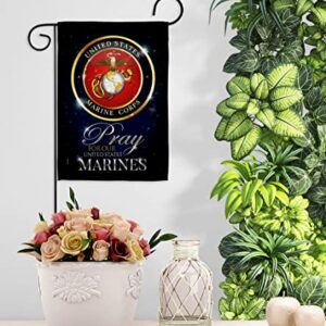 Breeze Decor Pray United Garden Flag Set Mailbox Hanger Armed Forces Marine Corps USMC Semper Fi State American Military Veteran Retire Official House Yard Gift Double-Sided, Made in USA