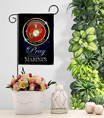 Breeze Decor Pray United Garden Flag Set Mailbox Hanger Armed Forces Marine Corps USMC Semper Fi State American Military Veteran Retire Official House Yard Gift Double-Sided, Made in USA