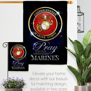 Breeze Decor Pray United Garden Flag Set Mailbox Hanger Armed Forces Marine Corps USMC Semper Fi State American Military Veteran Retire Official House Yard Gift Double-Sided, Made in USA