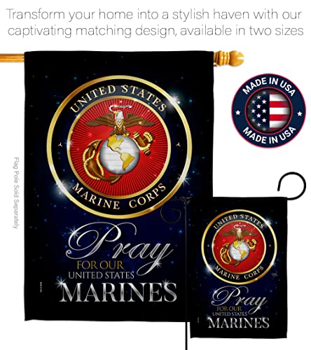 Breeze Decor Pray United Garden Flag Set Mailbox Hanger Armed Forces Marine Corps USMC Semper Fi State American Military Veteran Retire Official House Yard Gift Double-Sided, Made in USA