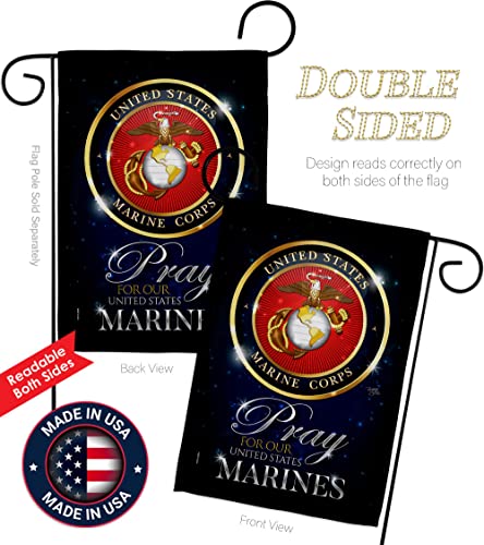 Breeze Decor Pray United Garden Flag Set Mailbox Hanger Armed Forces Marine Corps USMC Semper Fi State American Military Veteran Retire Official House Yard Gift Double-Sided, Made in USA