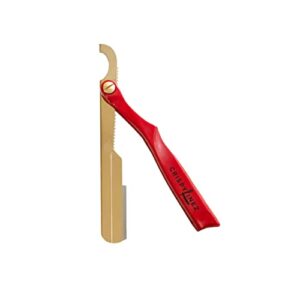 crispy linez barber turkish razor | professional straight razor | extra blade exposure (red & gold)