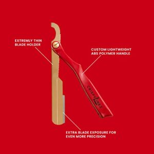 Crispy Linez Barber Turkish Razor | Professional Straight Razor | Extra Blade Exposure (Red & Gold)