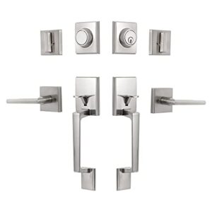 kiayaci door lock set double door handle sets with deadbolt silver entry door locksets single cylinder handleset with straight handle lower half grip satin nickel double door handleset with dummy