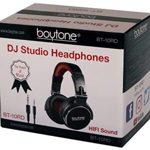 Boytone BT-10RD Wired Over Ear Headphones Hi-Res Studio Monitor & Mixing DJ Stereo Headsets with 50mm Drivers and 1/4 to 3.5mm Audio Jack, Foldable for Computer Recording Phone Guitar Laptop – Red