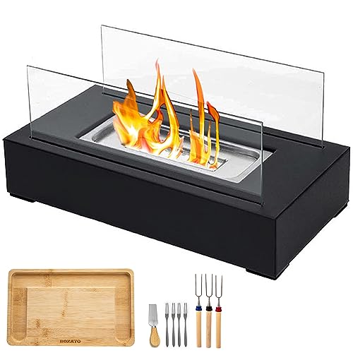 ROZATO Tabletop Fire Pit with Smores Maker Kit Portable Indoor/Outdoor Mini Small Fireplace Bowl Table Top Decor Home Patio Balcony Backyard Gifts for Women Mom Her Wedding Housewarming Birthday Gift