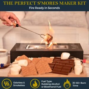 ROZATO Tabletop Fire Pit with Smores Maker Kit Portable Indoor/Outdoor Mini Small Fireplace Bowl Table Top Decor Home Patio Balcony Backyard Gifts for Women Mom Her Wedding Housewarming Birthday Gift