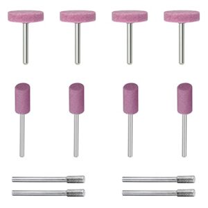 sharpening bits set for dremel rotary tool grinding wheels + sharpener stones sharpen lawn mower blade axe hatchet hedge shears loppers flat grinder wheel bit cylinder stone burr pink aluminum oxide