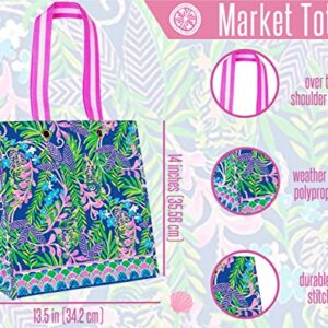 Lilly Pulitzer Market Shopper Bag, Reusable Grocery Tote, Shoulder Bag for Produce or Travel, How You Like Me Prowl