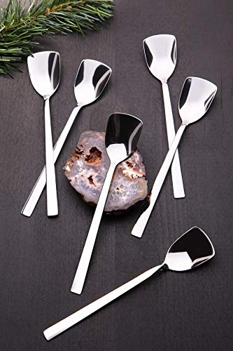 GLASIA Set of 6 Glass Ice Cream Bowls and 6 Stainless Steel Spoons | Small Dessert Cups for Parfait Sundae Snacks Fruit | Mini Footed Trifle Tasters with Spoon | Lead-Free Glass Dessert Serving Dishes