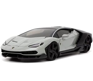 lamborghini centenario gray and matt black hyper-spec series 1/24 diecast model car by jada"""