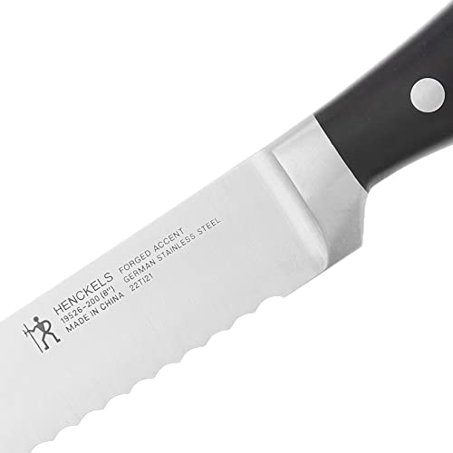 HENCKELS Forged Accent Razor-Sharp 7-inch Hollow Edge Santoku Knife, White Handle, German Engineered Informed by 100+ Years of Mastery, Black