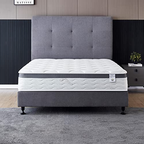 King Size Mattress - 10 Inch Cool Memory Foam & Spring Hybrid Mattress with Breathable Cover - Comfort Plush Euro Pillow Top - Rolled in a Box - Oliver & Smith