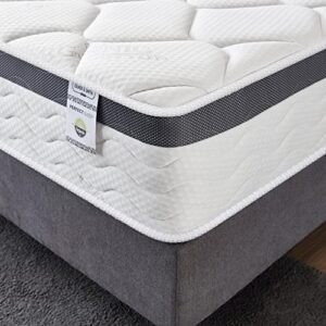 King Size Mattress - 10 Inch Cool Memory Foam & Spring Hybrid Mattress with Breathable Cover - Comfort Plush Euro Pillow Top - Rolled in a Box - Oliver & Smith