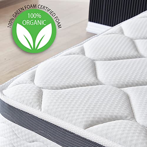 King Size Mattress - 10 Inch Cool Memory Foam & Spring Hybrid Mattress with Breathable Cover - Comfort Plush Euro Pillow Top - Rolled in a Box - Oliver & Smith