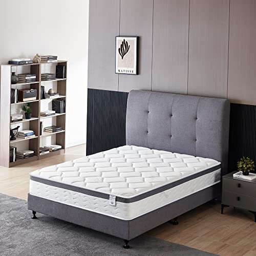 King Size Mattress - 10 Inch Cool Memory Foam & Spring Hybrid Mattress with Breathable Cover - Comfort Plush Euro Pillow Top - Rolled in a Box - Oliver & Smith