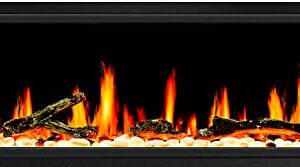 Litedeer Latitude 55" Smart Built-in Linear Electric Fireplace with Fire Crackling Sounds Smart Fireplace App WiFi Enabled - ZEF55V, Black