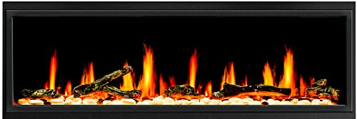 Litedeer Latitude 55" Smart Built-in Linear Electric Fireplace with Fire Crackling Sounds Smart Fireplace App WiFi Enabled - ZEF55V, Black