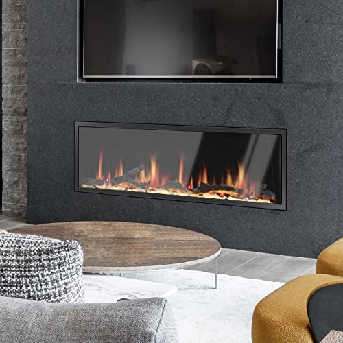 Litedeer Latitude 55" Smart Built-in Linear Electric Fireplace with Fire Crackling Sounds Smart Fireplace App WiFi Enabled - ZEF55V, Black