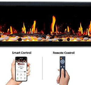 Litedeer Latitude 55" Smart Built-in Linear Electric Fireplace with Fire Crackling Sounds Smart Fireplace App WiFi Enabled - ZEF55V, Black