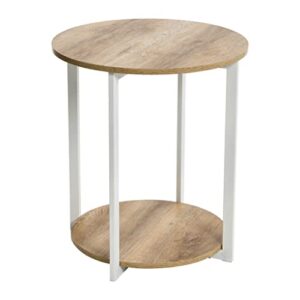 household essentials coastal oak round end table 2 tier