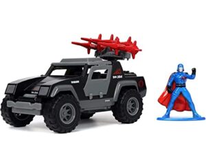 jada toys g.i. joe 1:32 stinger die-cast car with 1.65" cobra commander figure, toys for kids and adults,grey