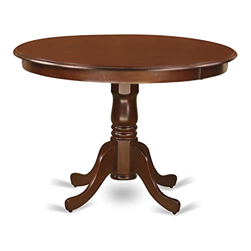 42" Antique Wooden Round Dining Table, Drop Leaf Dining Room Table with Pedestal Legs for Kitchen Dining Room, in Brown Mahogany