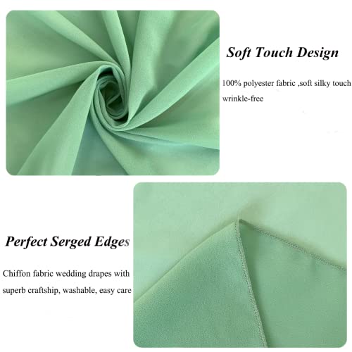 Wedding Arch Draping Fabric Sage Green 20FT 2 Panels Chiffon Fabric Drapery Party Ceiling Drapes Archway Drapes for Wedding Sheer Voile Scarf Semi Sheer Drape Wedding Drapes for Reception Swag Decor