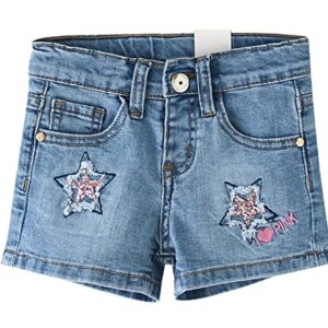 Happy Cherry Baby Girls' Mid Waist Denim Hot Pants Zipper Button Light Girls Denim Shorts Size 4T Blue