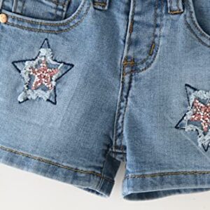 Happy Cherry Baby Girls' Mid Waist Denim Hot Pants Zipper Button Light Girls Denim Shorts Size 4T Blue