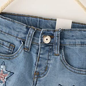 Happy Cherry Baby Girls' Mid Waist Denim Hot Pants Zipper Button Light Girls Denim Shorts Size 4T Blue