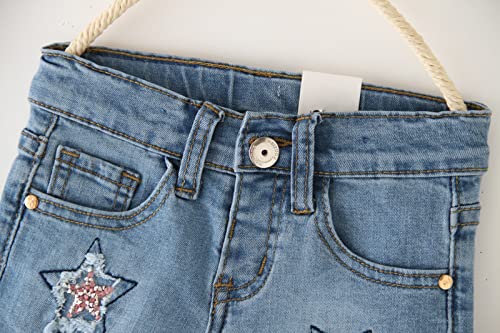 Happy Cherry Baby Girls' Mid Waist Denim Hot Pants Zipper Button Light Girls Denim Shorts Size 4T Blue