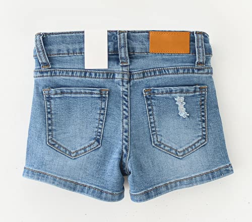 Happy Cherry Baby Girls' Mid Waist Denim Hot Pants Zipper Button Light Girls Denim Shorts Size 4T Blue