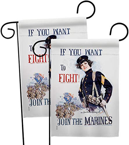 USBrotherhood Join Garden Flag 2pcs Pack Armed Forces Marine Corps USMC Semper Fi United State American Military Veteran Retire House Banner Small Yard Gift Double-Sided, Made in USA