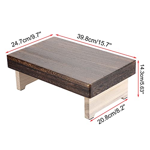 BSTKEY Folding Wooden Step Stool, Portable Rectangle Vintage Step Stool, One Step Stool for Kitchen, Bedroom, Living Room, Bathroom