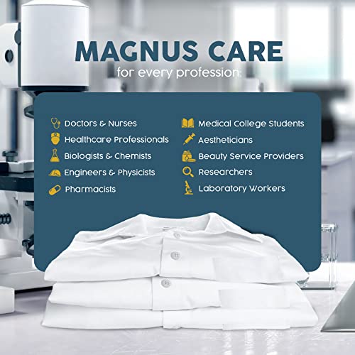 Magnus Care Professional Lab Coat for Women Men, 36 Inch Long White Lab Coat Jacket with Adjustable Back Belt, for Science Lab Chemistry Medical Doctor Nurse