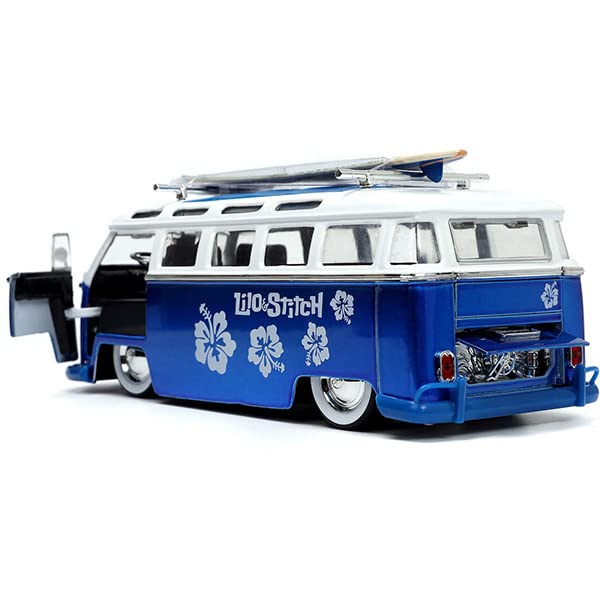 Jada Toys Disney Lilo & Stitch 1:24 Volkswagen T1 Bus Die-cast Car with Stitch Figure, Toys for Kids and Adults, Blue