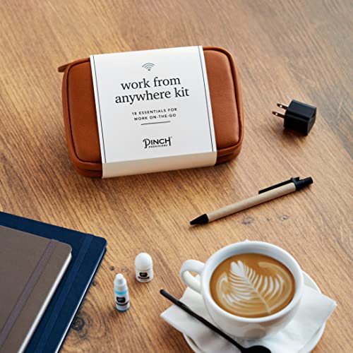 Pinch Provisions Work from Anywhere Kit, Includes 17 essentials to Help You Stay on Task, Must-Have Essentials, Compact Multi-Functional Vegan Leather Pouch.